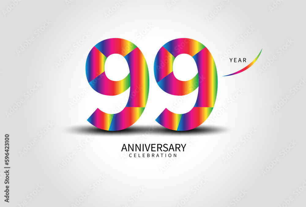 99 Year Anniversary Celebration Logo colorful vector, 99 Number Design ...