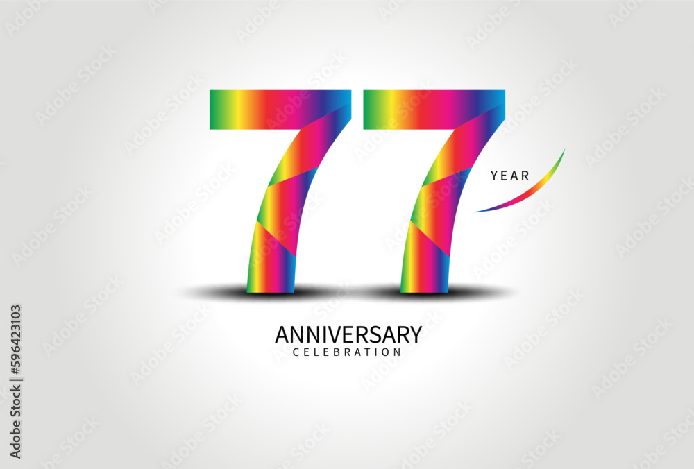 77 Year Anniversary Celebration Logo colorful vector, 77 Number Design ...