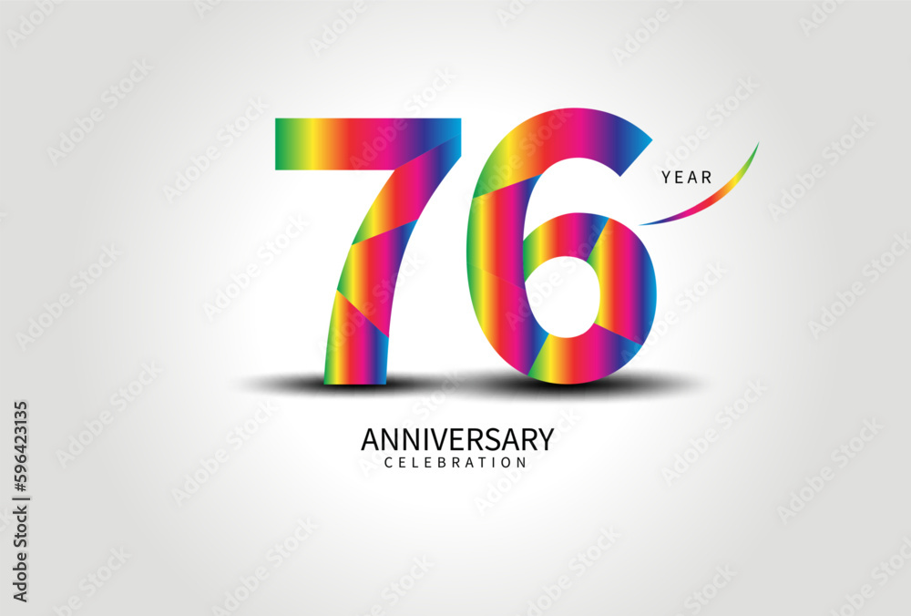 Vetor de 76 Year Anniversary Celebration Logo colorful vector, 76 ...