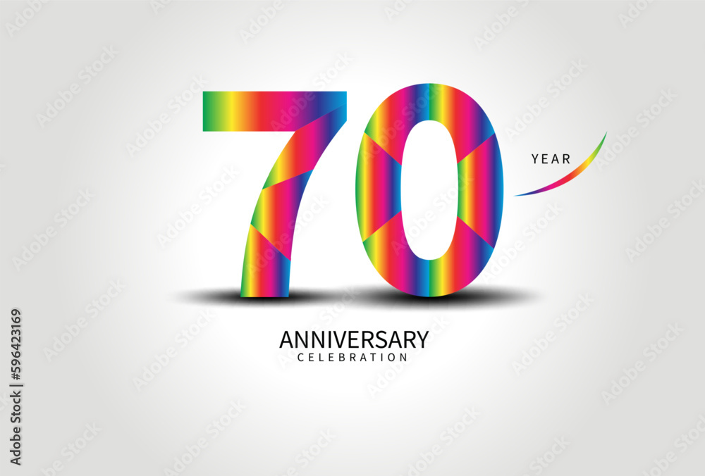 70 Year Anniversary Celebration Logo colorful vector, 70 Number Design ...