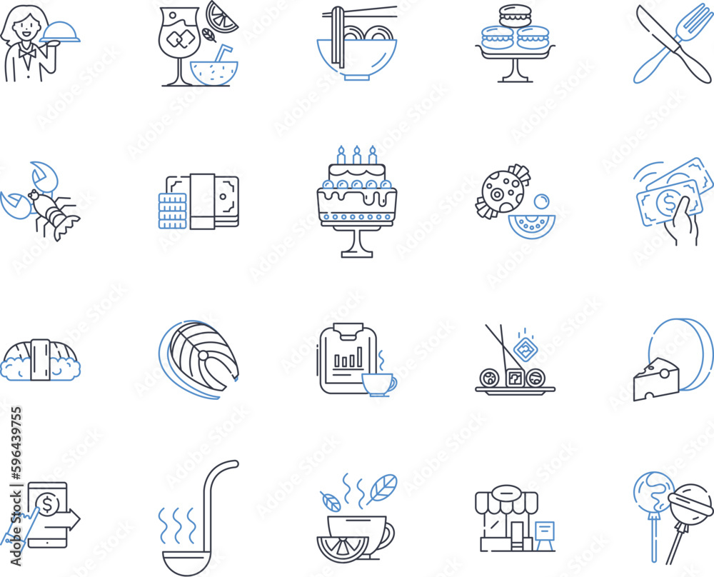 Deli line icons collection. Sandwiches, Bagels, Pastrami, Reuben ...