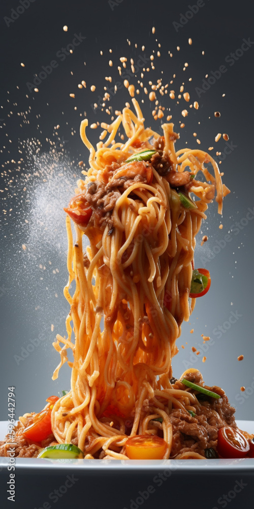 High shutter speed image food splash tornado of shor , Generative AI ...