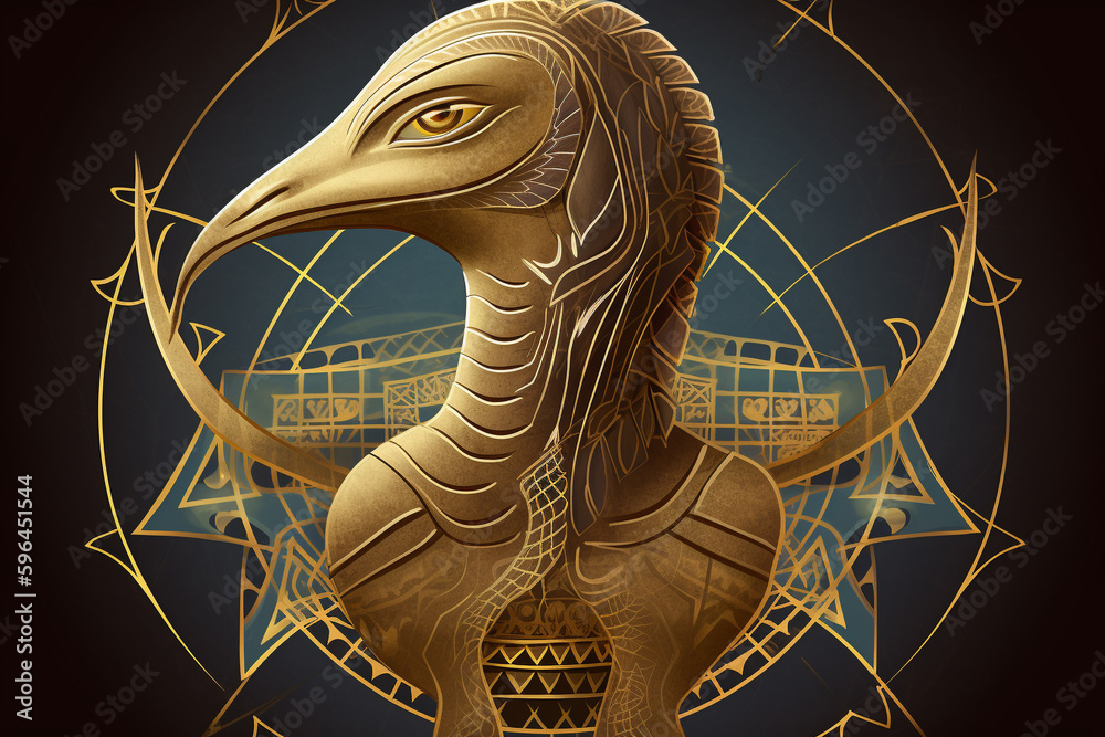 AI-Generated Psychedelic Illustrated Figure inspired by Egyptian God ...