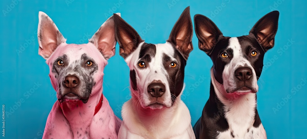 Colorful Dogs in Front of Vibrant Red Background - Pop Art Style ...