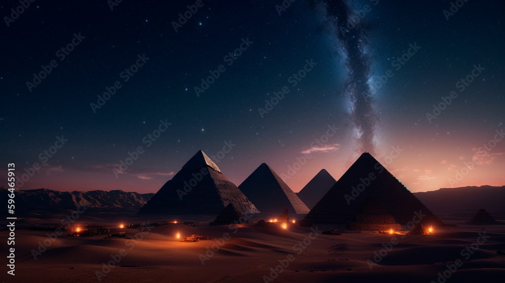 Egyptian pyramids are present in this future desert environment at ...