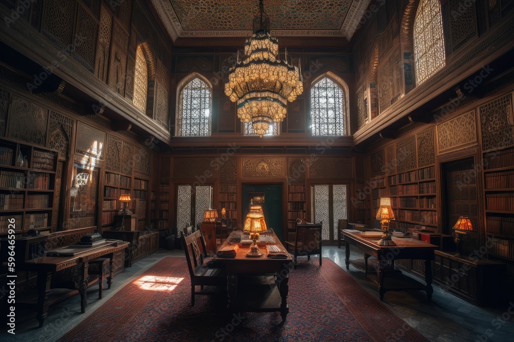 The Beauty of Classic Libraries: A Generative AI Interpretation Stock ...