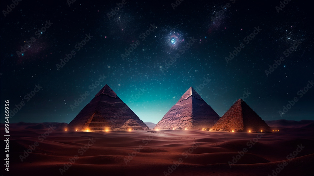 Egyptian pyramids are present in this future desert environment at ...