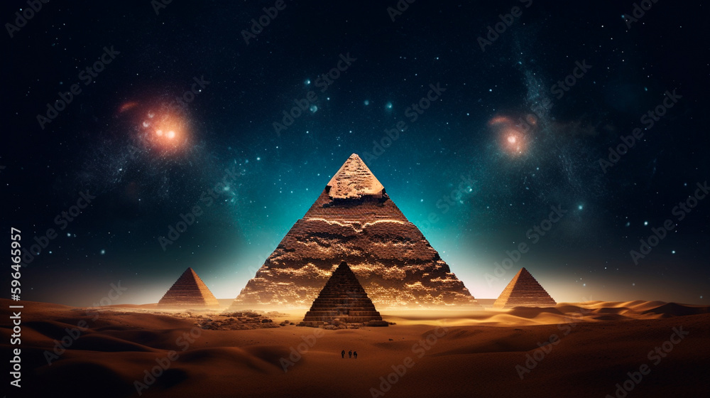 Egyptian pyramids are present in this future desert environment at ...