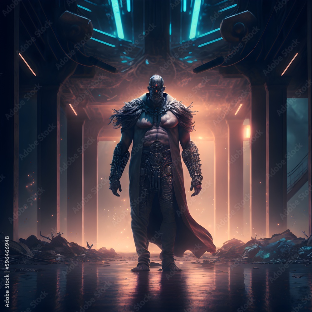 a villain from Indiana state in the year 2040 standing in a place of ...