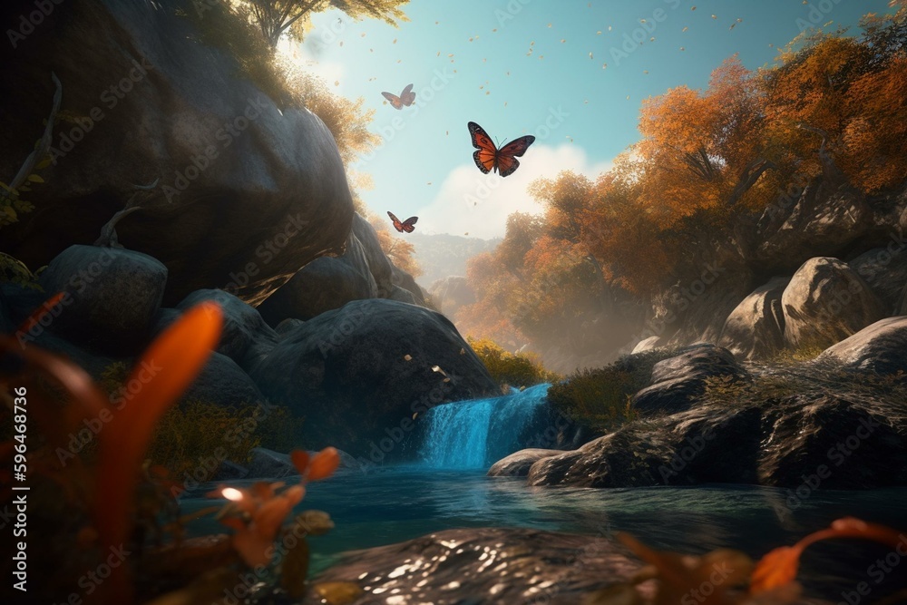 Discovering a magical world with fairy tale insects, waterfalls, and ...