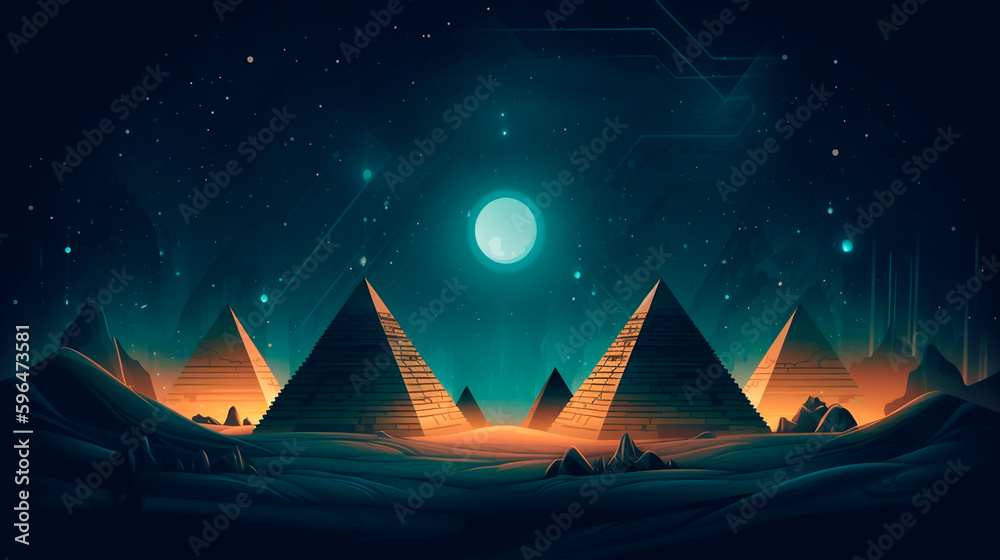 Egyptian pyramids are present in this future desert environment at ...