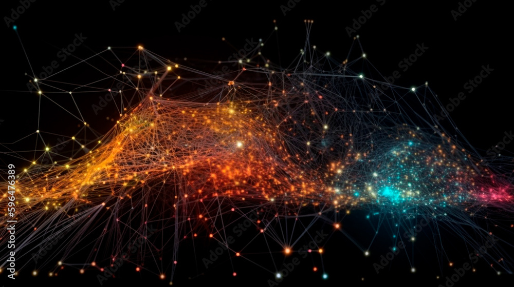 spread of digital brain connections. Artificial intelligence and the idea of neural networks ...