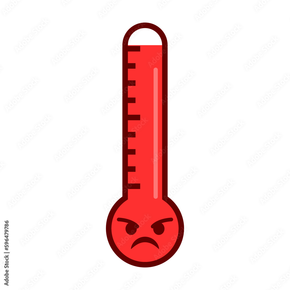 Angry Thermometer icon. Clipart image isolated on white background ...