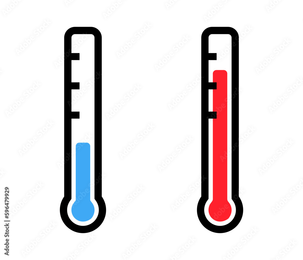 Cold and hot thermometer outline icon. Clipart image isolated on white ...