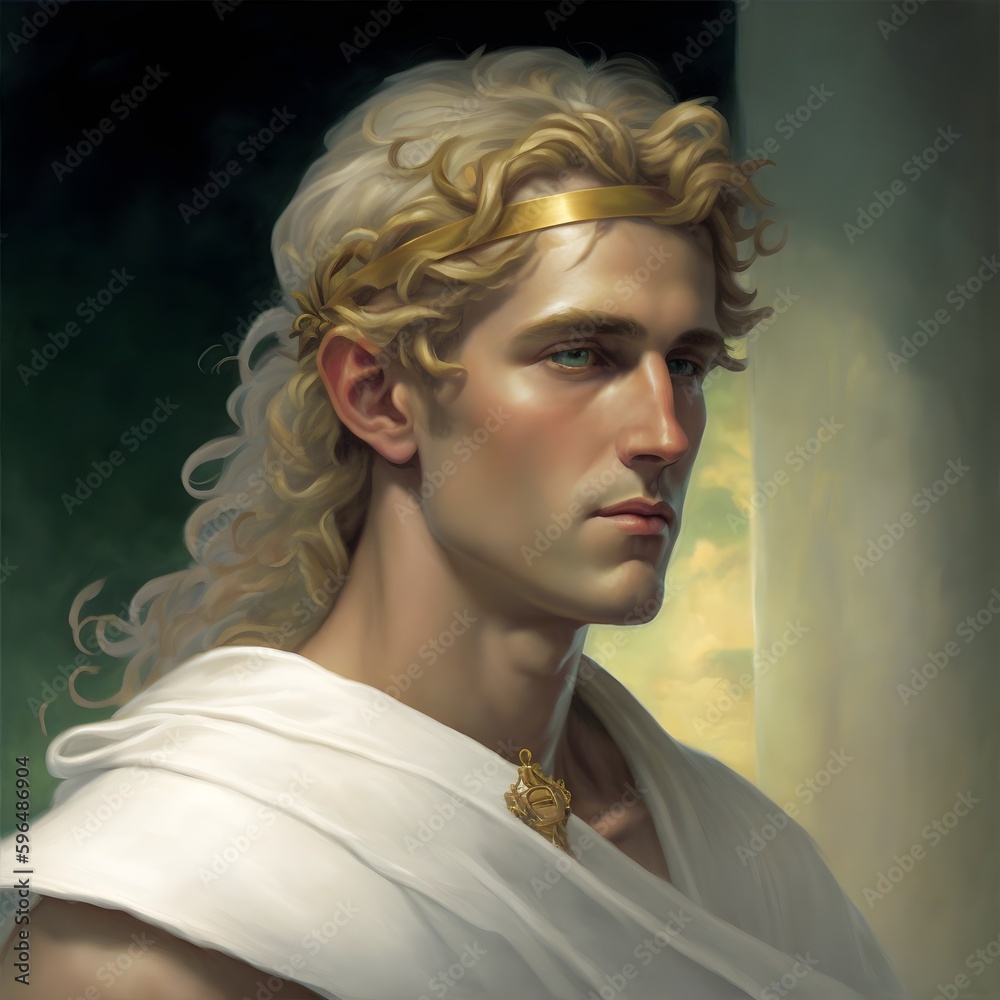 ancient greek inspired tolkien elf wearing a white silk toga with ...