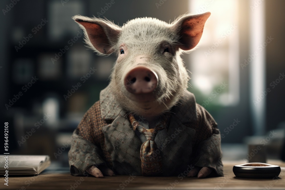 Anthropomorphic boar dressed in human clothing. humanized animal ...