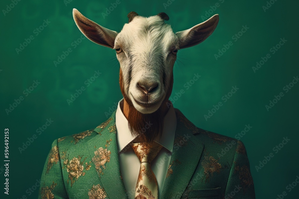 Anthropomorphic goat dressed in a suit like a businessman. Business ...