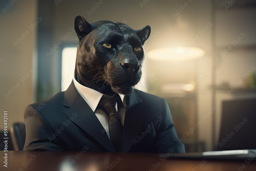 Anthropomorphic panther dressed in a suit like a businessman. Business ...