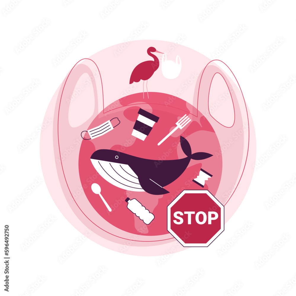 Plastic pollution abstract concept vector illustration. Plastic ocean ...