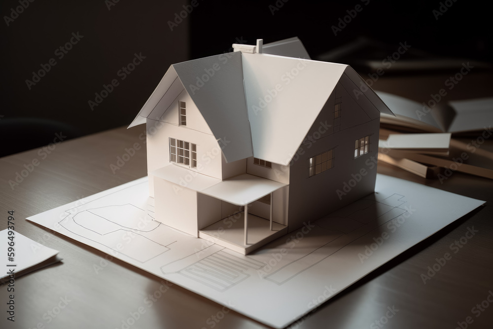 Conceptual Home Design: Paper Model House on Detailed Graphic Plans ...