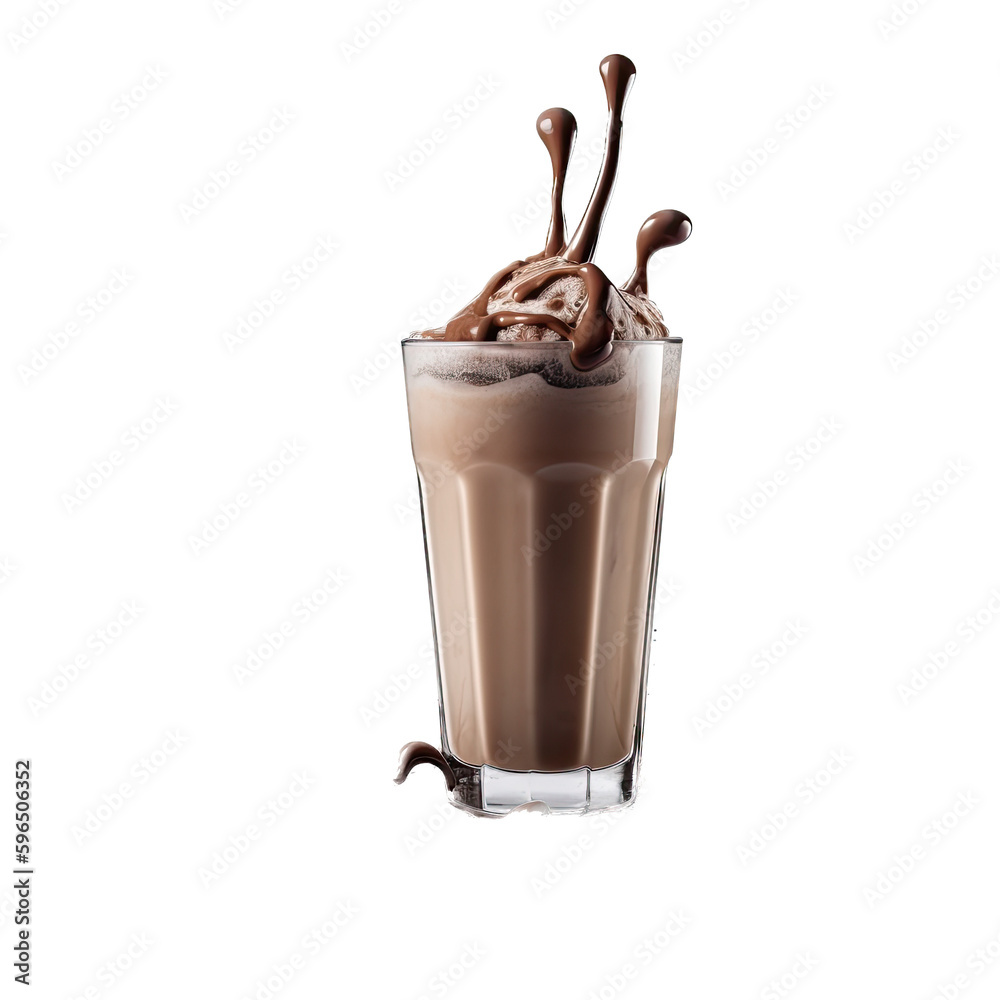 an isolated milkshake in various flavors, splashing out of glass, Food ...