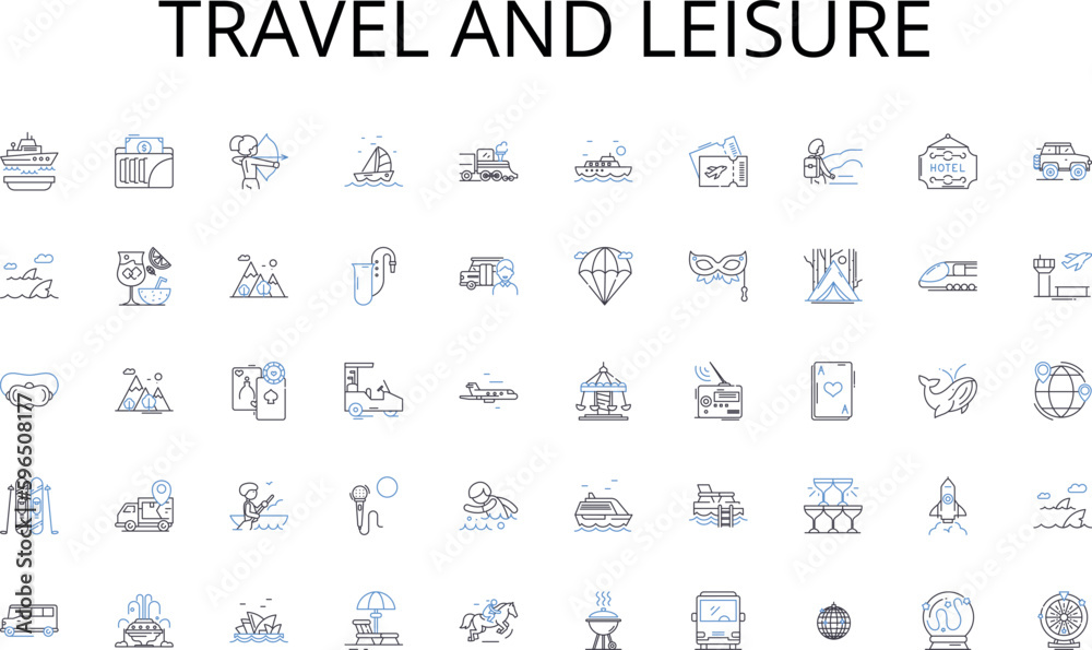 Travel and leisure line icons collection. Protection, Coverage, Policy ...