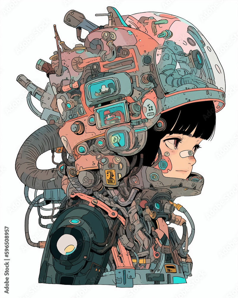 ภาพประกอบสต็อก illustrations of cartoon girls in a retro futuristic ...