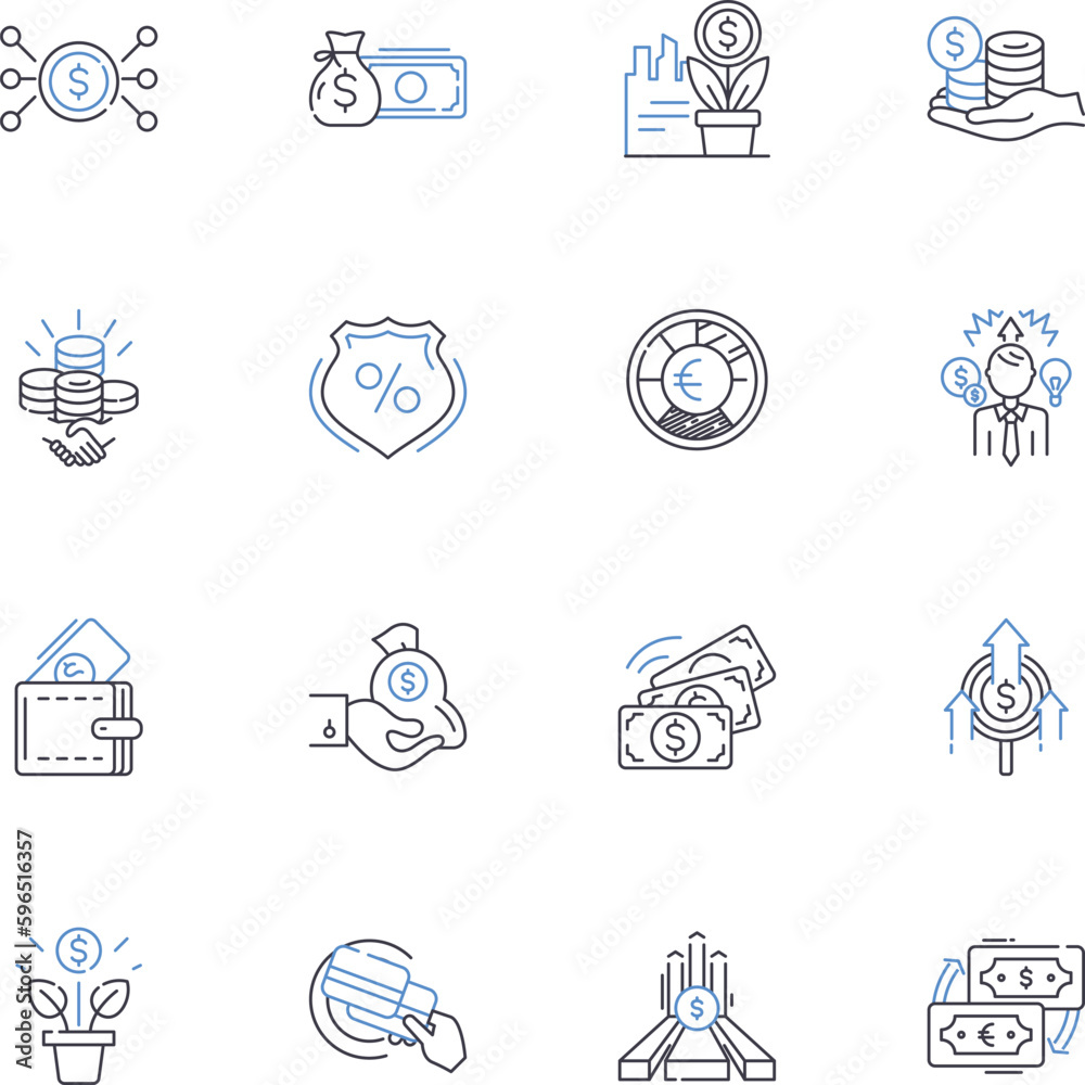Tax management line icons collection. Compliance, Deductions, Return ...