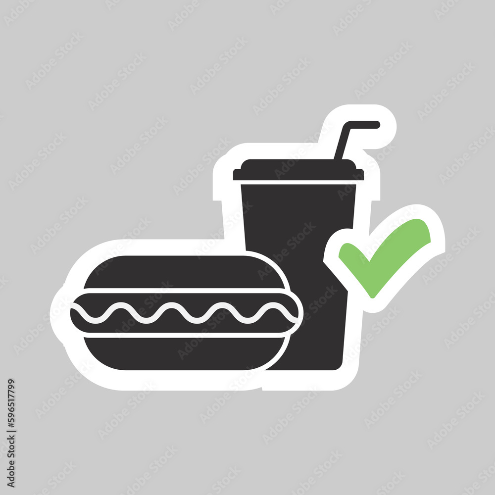 eat and drink approved, food checkmark icon, vector sticker stamp ...