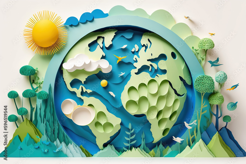 Paper Earth art, ecology, eco firendly, world water day, save ...