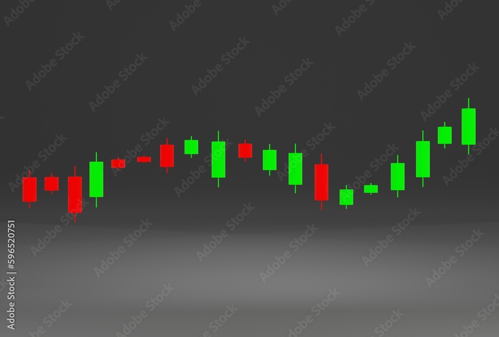 3d render, 3d candlestick graph chart on black background, Business ...
