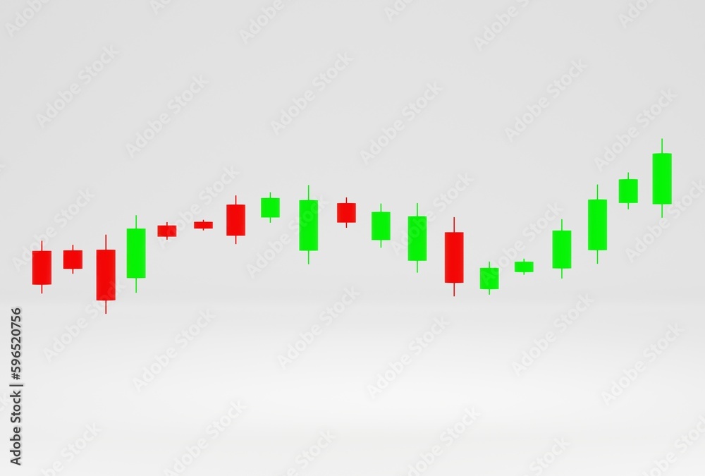 3d render, 3d candlestick graph chart on white background, Business ...