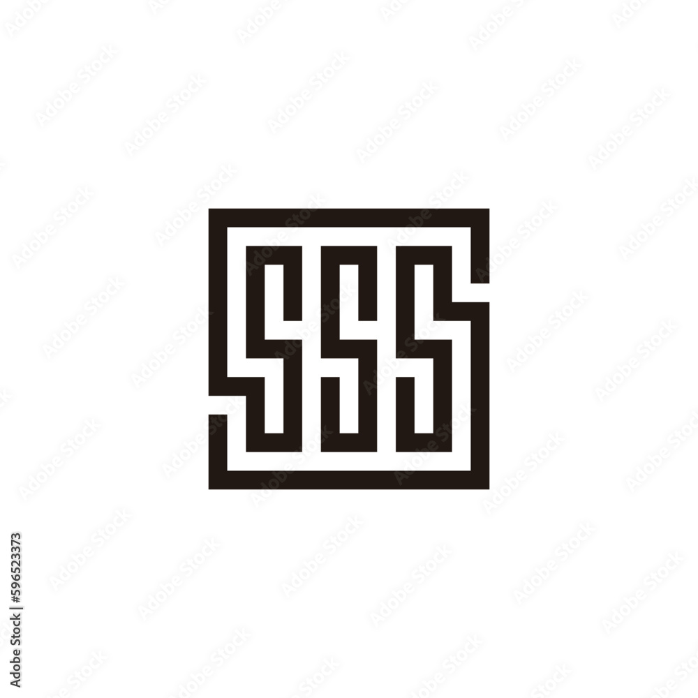 Letter SSS in square, rounded geometric symbol simple logo vector Stock ...