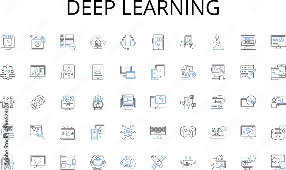 Fototapeta mapa świata dla dzieci Deep learning line icons collection ... Fototapeta mapa świata dla dzieci Deep learning line icons collection ...
