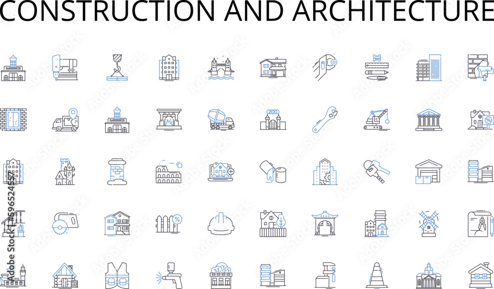 Construction and architecture line icons collection. Expansion, Scale ...