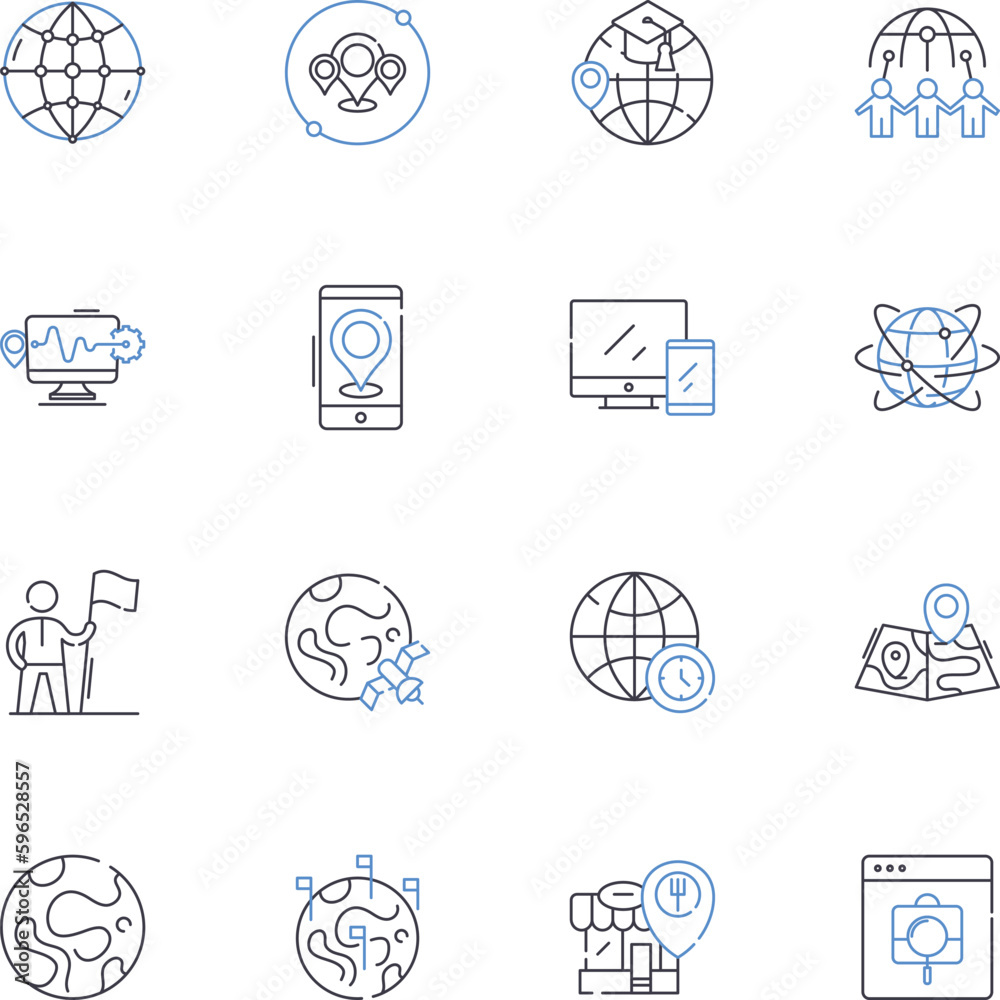 Geotagging line icons collection. Location, Mapping, Coordinate, GPS ...