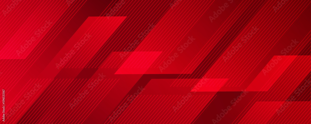 3D red geometric abstract background overlap layer on dark space with diagonal lines decoration ...