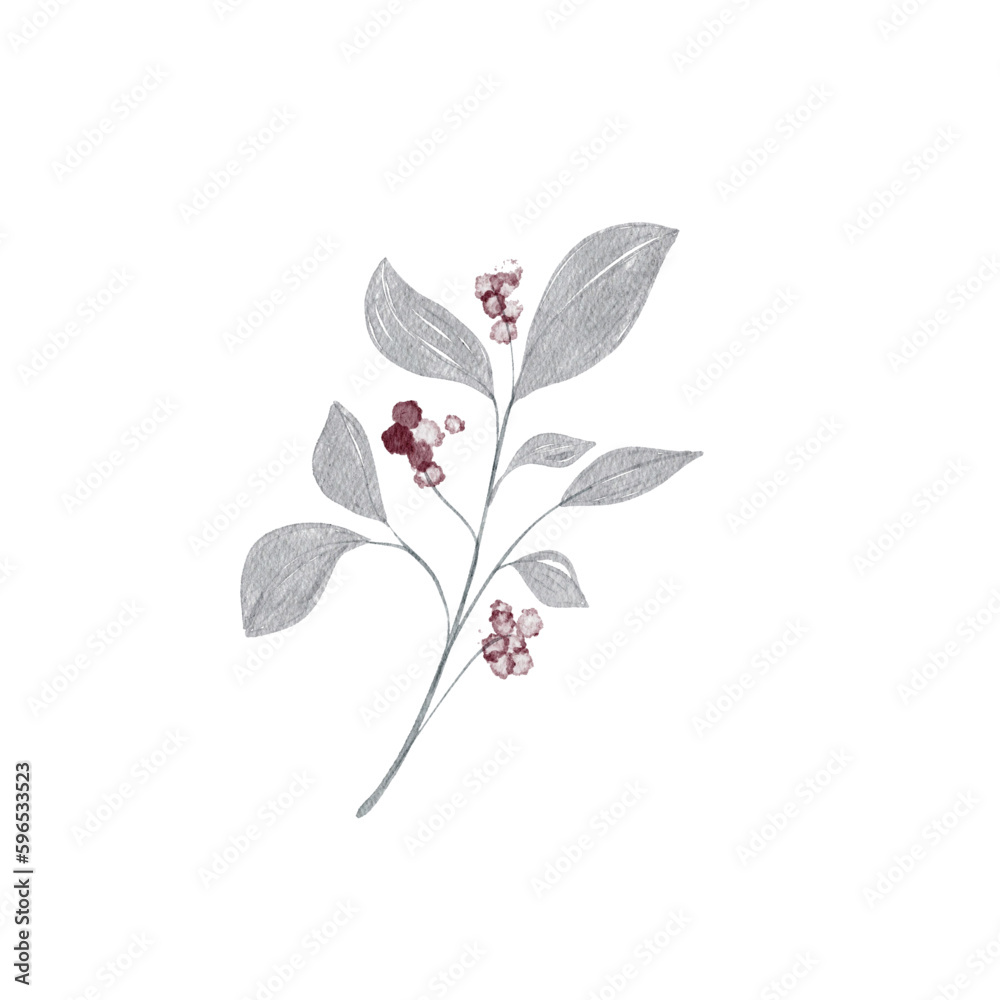 Watercolor Leaves Illustration Watercolor Leaves And Flower Watercolor Boho Decorative Leaves ...