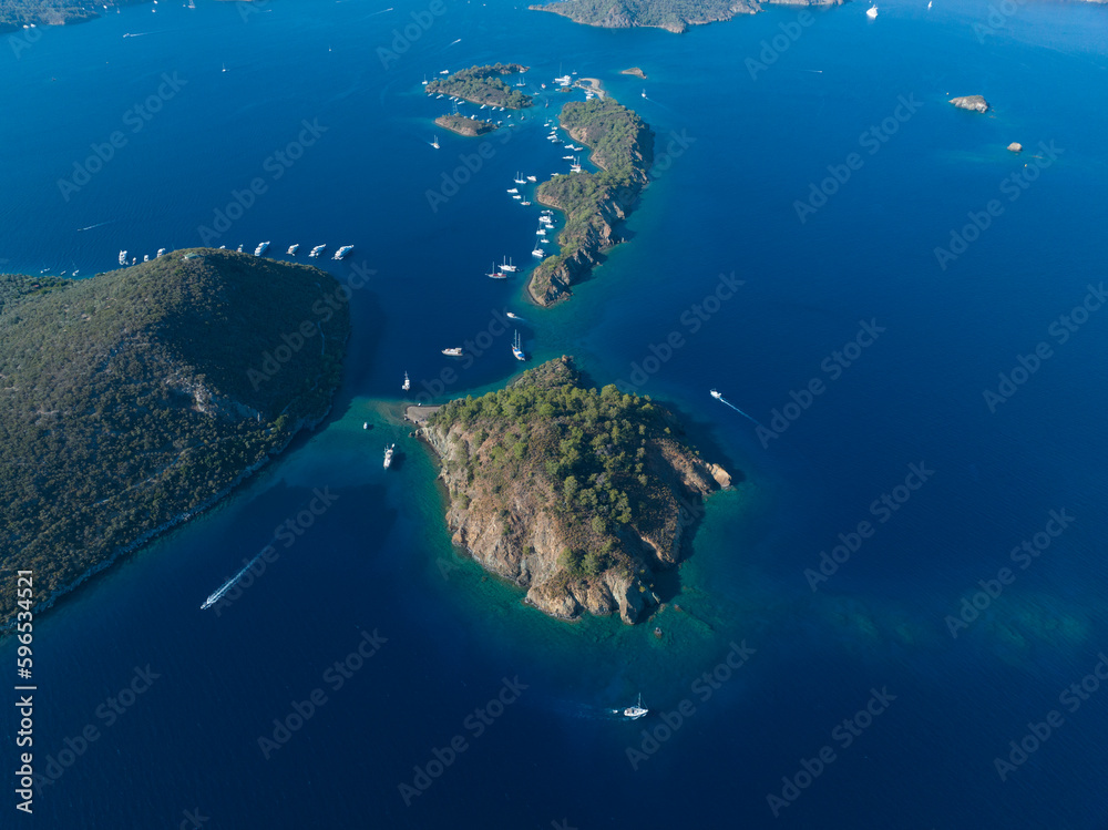 Summer Season in the Gocek Islands Beachs and Marina Drone Photo, Gocek ...