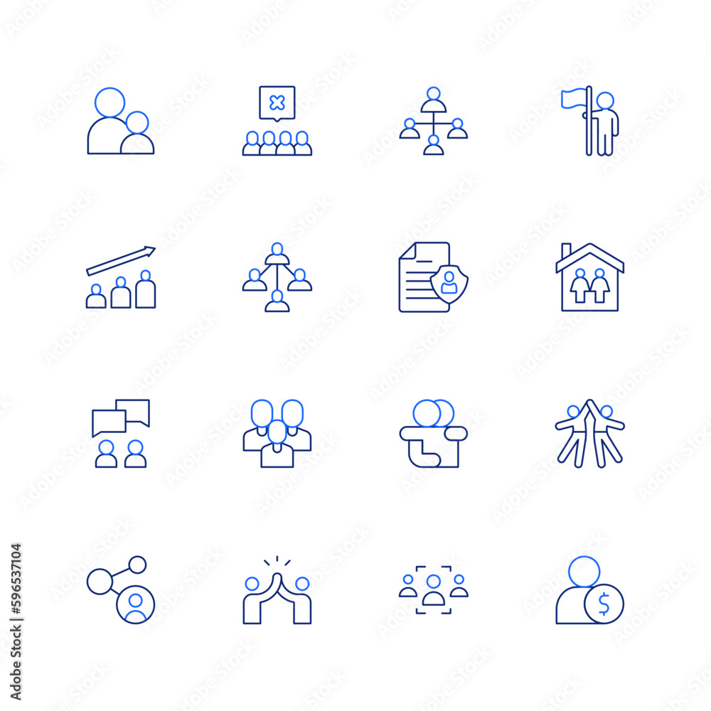 People icon set. Editable stroke. Thin line icon. Duotone color ...