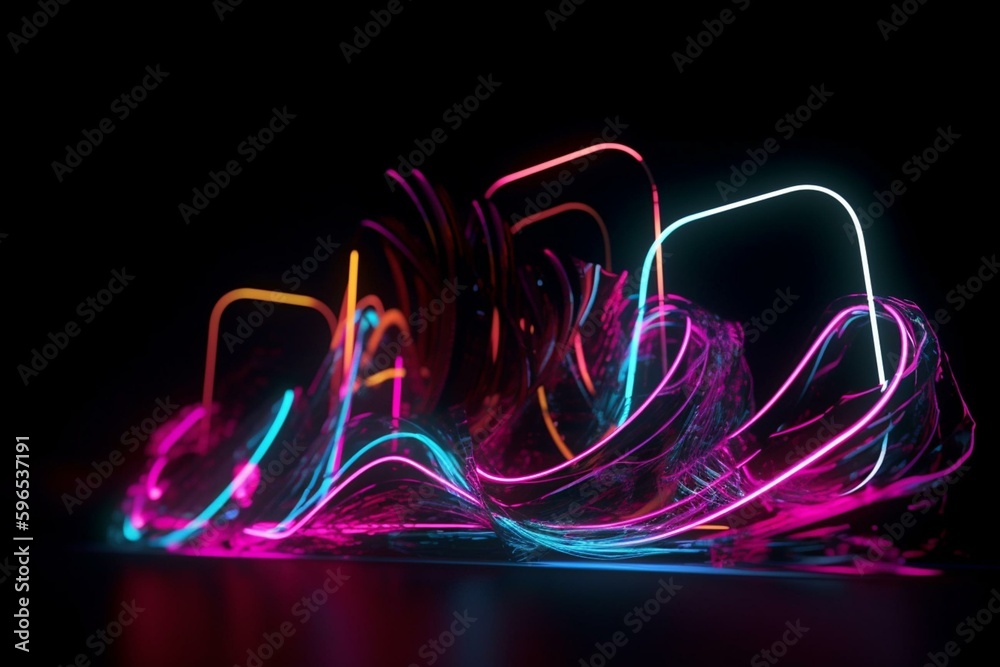 Bright, animated neon lights flash on transparent background for stage ...