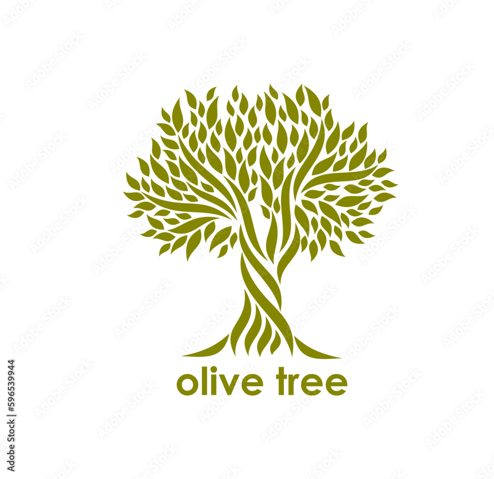 Olive tree symbol or icon. Organic vegetarian product, mediterranean ...
