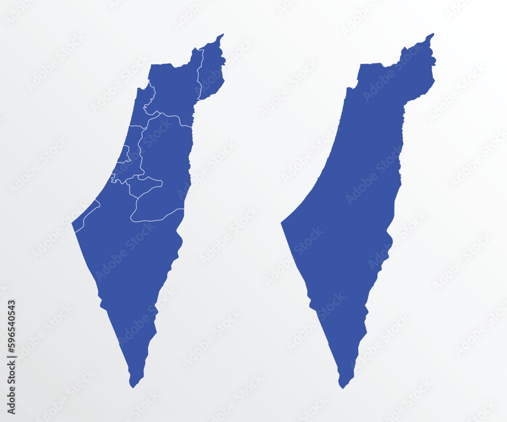 Israel map vector illustration. blue color on white background Stock ...