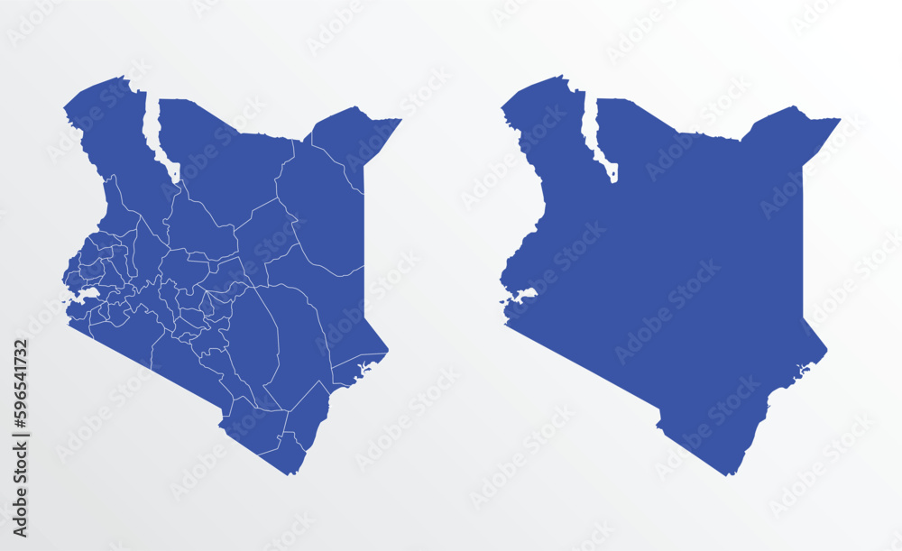 Kenya map vector illustration. blue color on white background Stock ...
