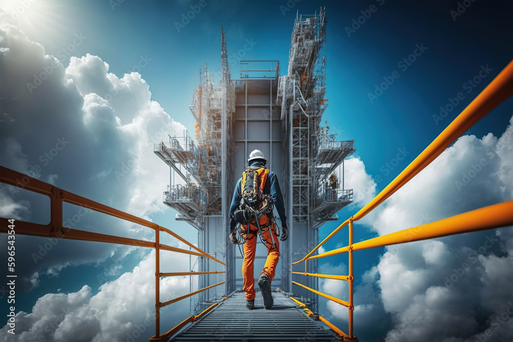 construction engineer worker at heights,architecture sci-fi ...