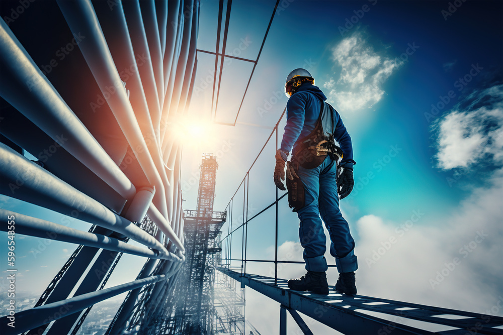 construction engineer worker at heights,architecture sci-fi ...