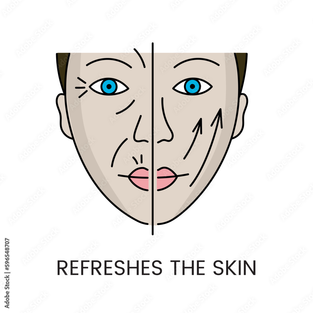 Refreshes the skin of the face icon in vector, illustration of a young ...