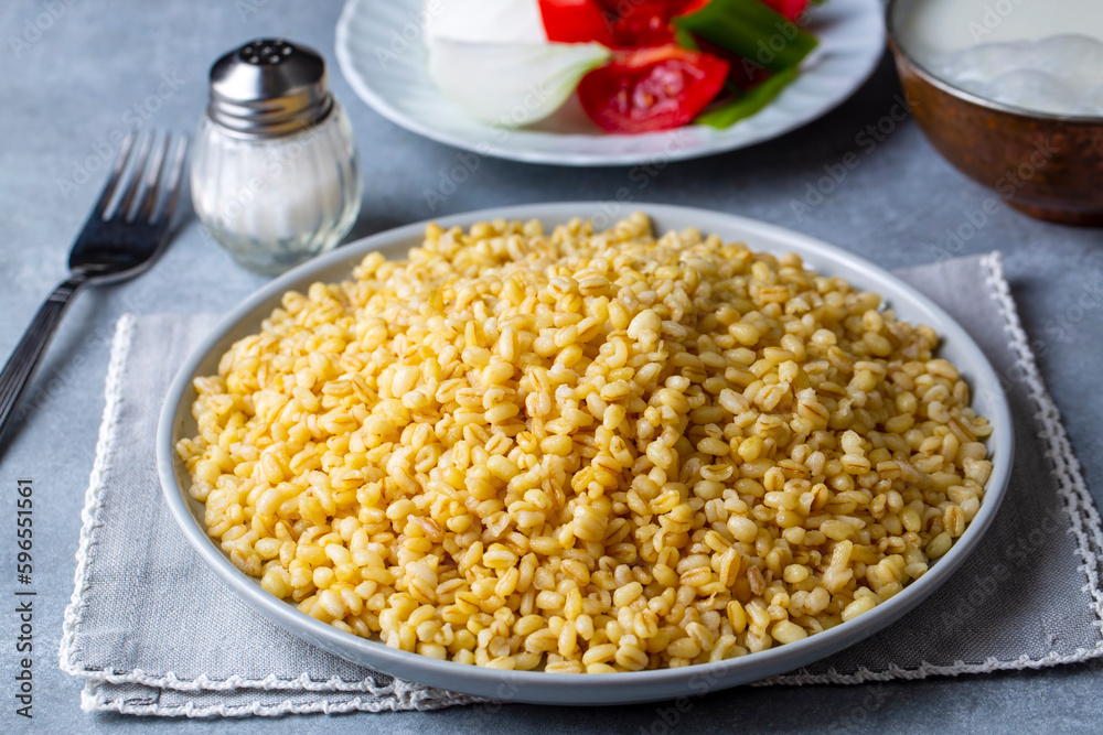Dishes from traditional Turkish cuisine; head bulgur pilaf - whole ...