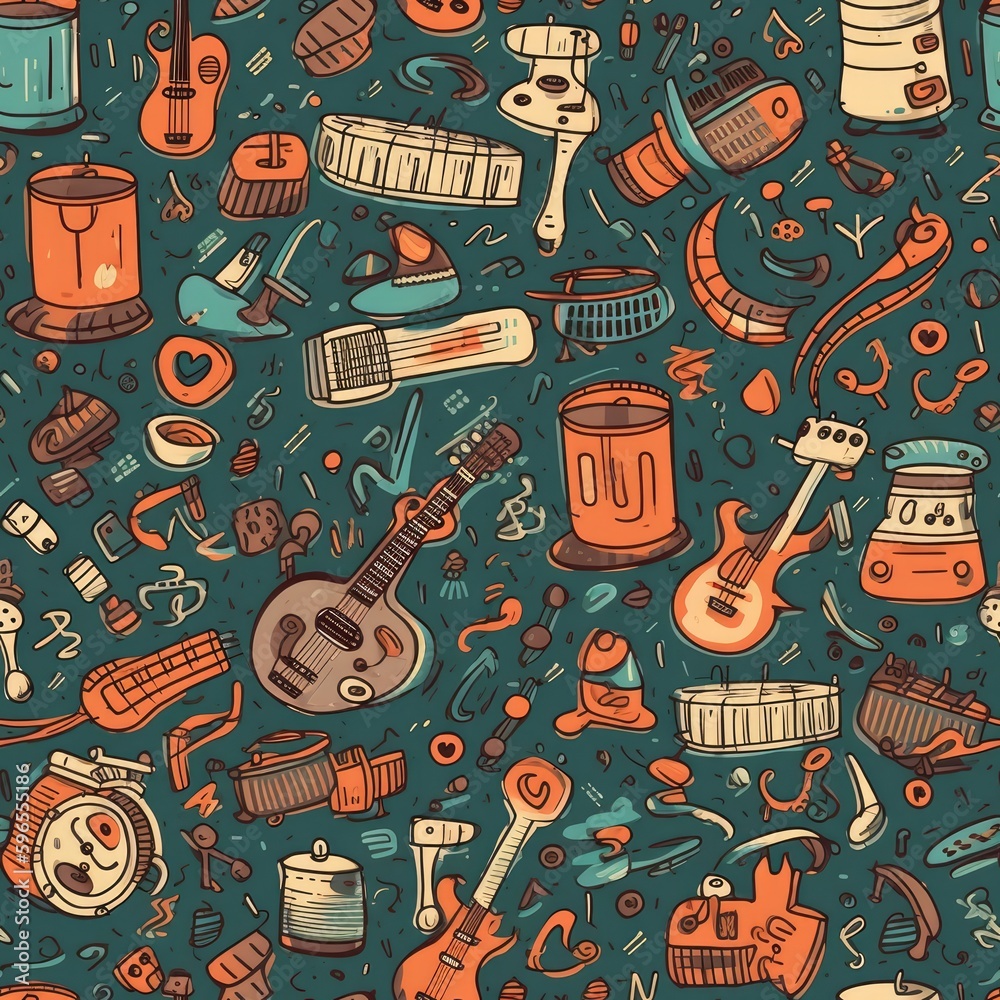 Music patterns with instruments and notes wrapping paper created with ...