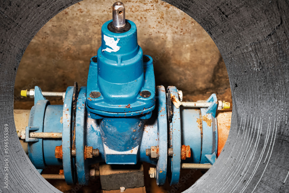 Sewer valve and revision during the construction of a house. Sewerage ...